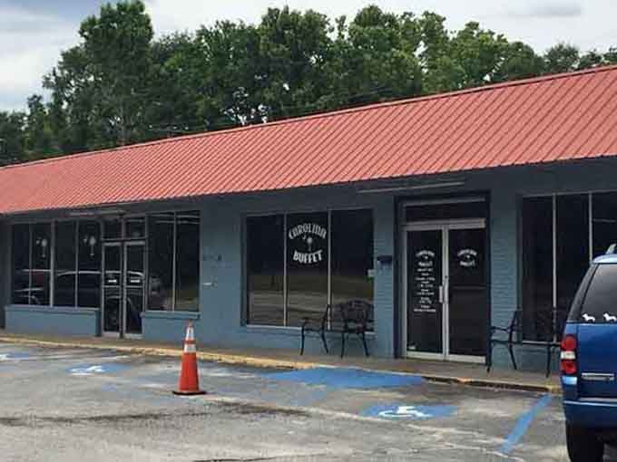 The unassuming exterior hides a treasure trove of Southern cooking waiting just beyond those doors.
