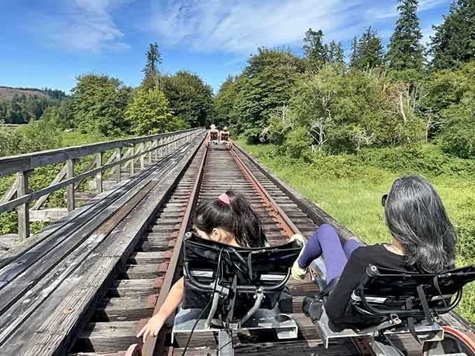 Rail biking adventures proving small towns offer unique experiences without charging big city tourist trap prices.