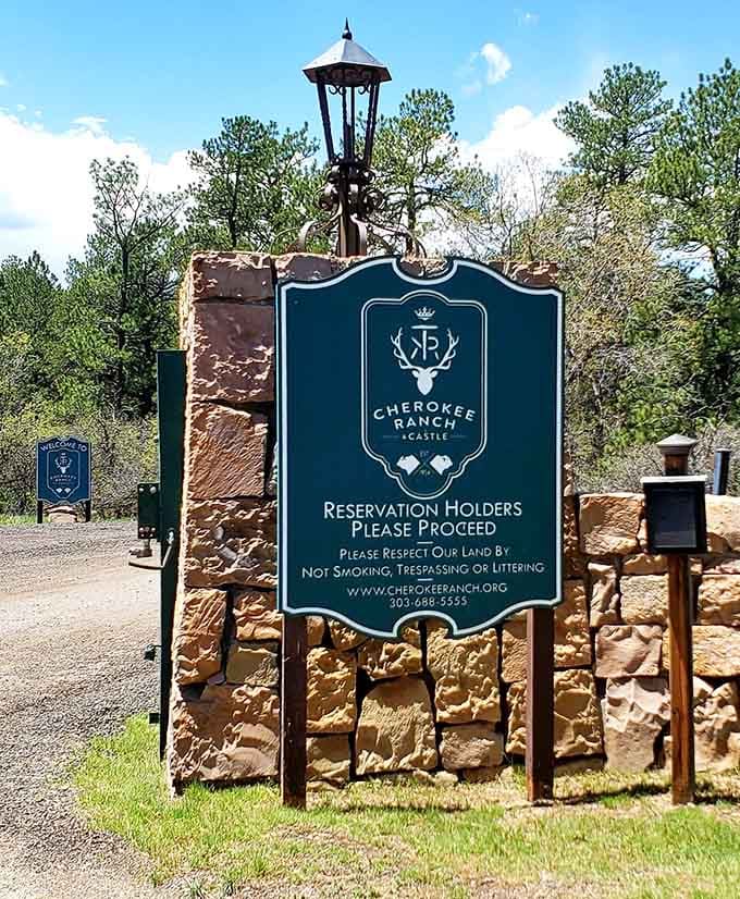 This sign marks where ordinary roads end and your castle adventure officially begins, proceed royally.