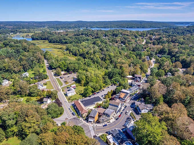 Chester from above, proving that some towns photograph well from every angle, especially when nestled in New England greenery.