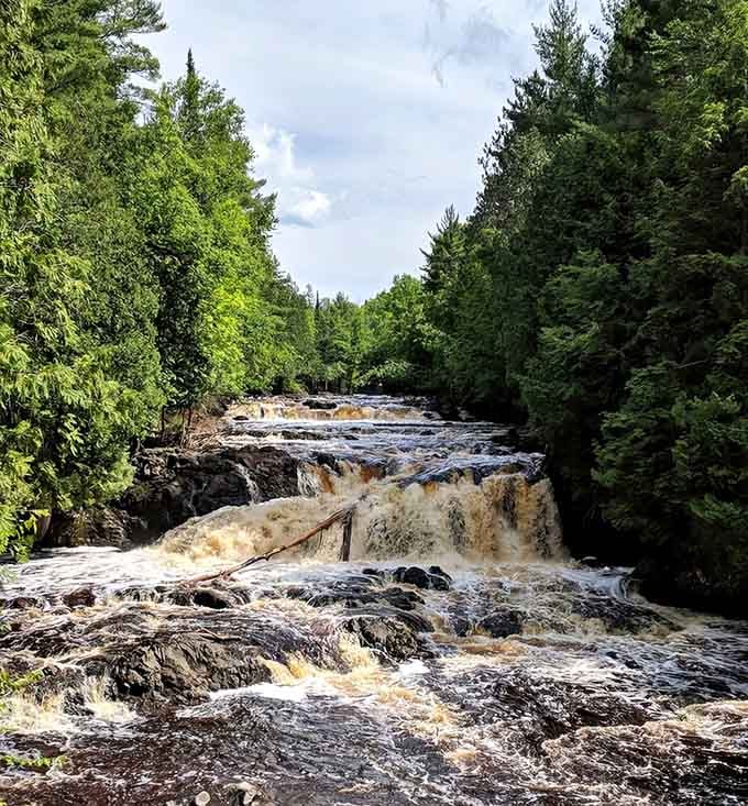 Copper Falls in full force, proving Wisconsin's been hiding some serious natural drama in its northern reaches.