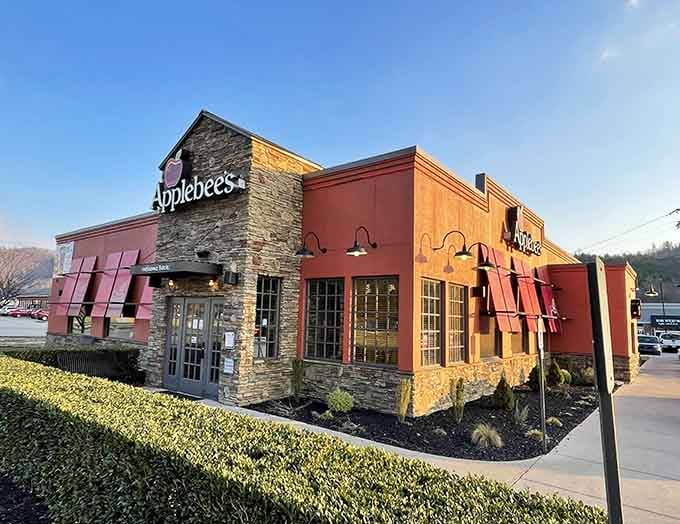 Familiar comfort food in unfamiliar territory, because sometimes road-weary travelers just want reliable ribs and endless appetizers.