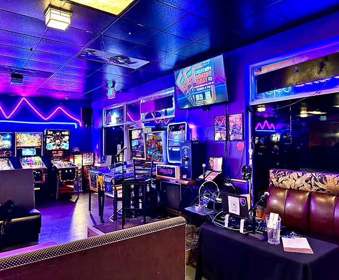 The main gaming floor stretches out in neon-lit glory, packed with enough entertainment for an entire evening's adventure.