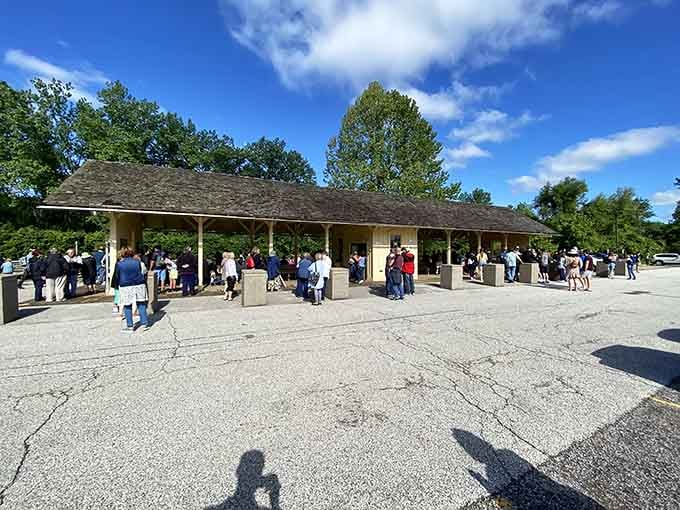 The boarding area buzzes with travelers ready to trade highway stress for the gentle rhythm of rails through Ohio countryside.
