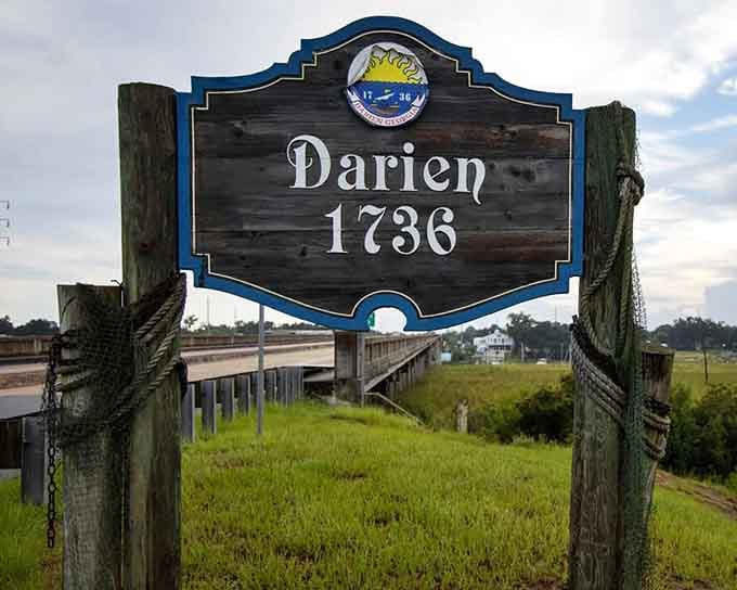 The town sign doesn't need fancy graphics when you've got three centuries of history backing you up.