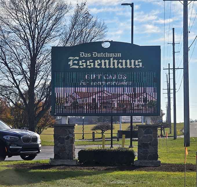 When you spot this sign, you know you've arrived at Northern Indiana's most beloved destination for authentic Amish cooking.