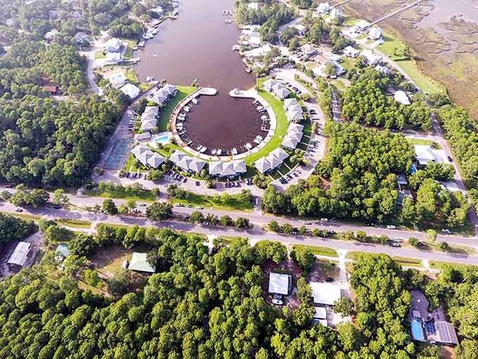 From above, the island looks like someone dropped a green ribbon into blue paint and called it paradise, which is accurate.