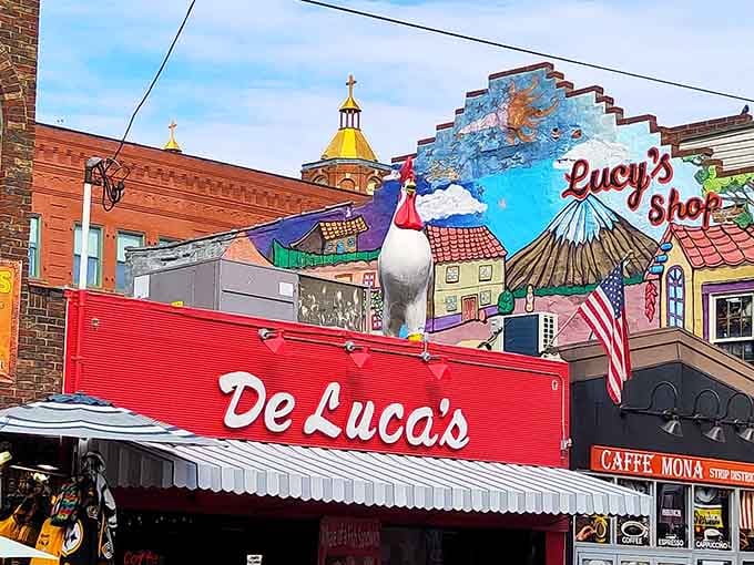The exterior signage stands proud against Pittsburgh's skyline, a beacon for the perpetually hungry and wise.