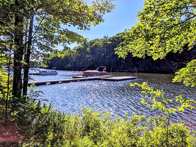 Quiet coves where the only sound is water lapping against docks and your stress evaporating completely.