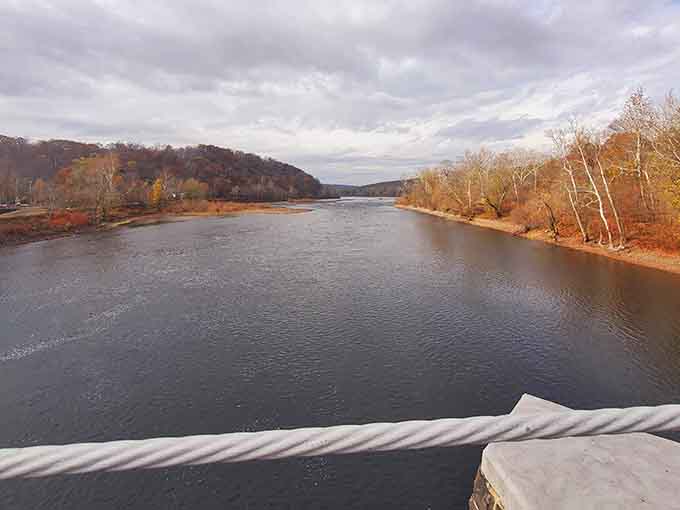 Looking down at the Delaware from a bridge makes you feel like you're in a landscape painting, except warmer.