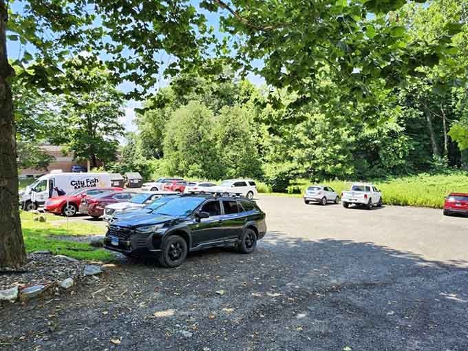 When the parking lot looks like this on a weekday, you know the food inside is worth the trip.