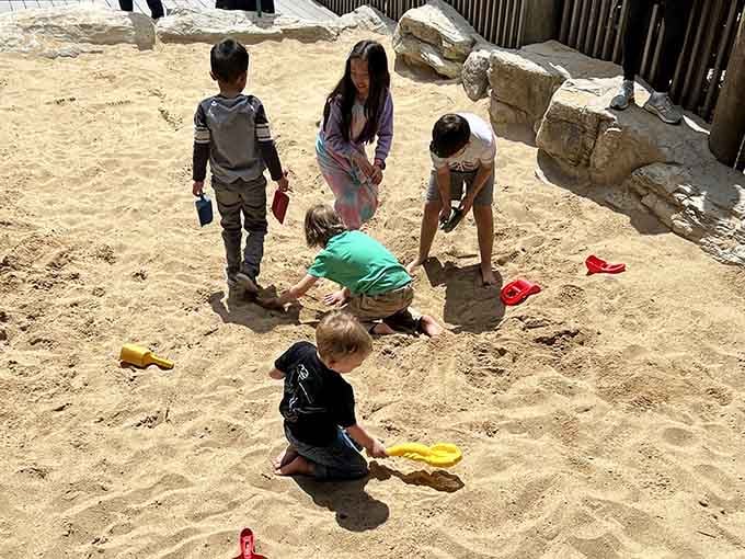 Sand play that teaches geology, engineering, and the fine art of not tracking it into the car.