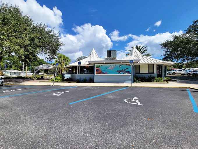Ample parking means you won't circle the lot forever, just pull in and prepare yourself for some serious rock shrimp action.