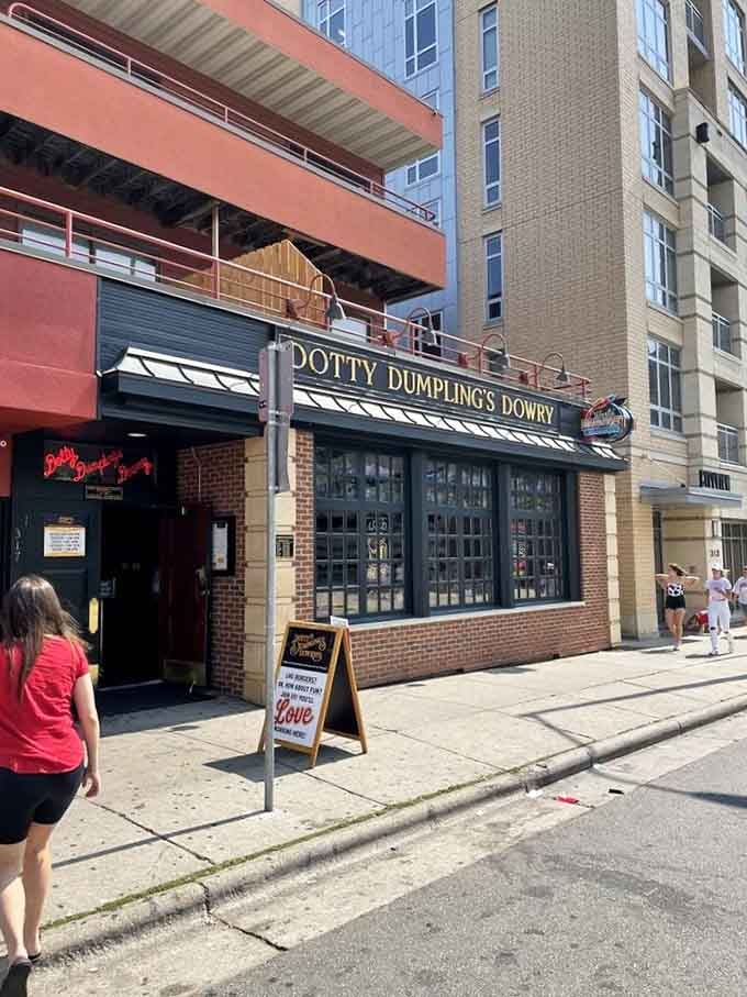 The storefront on a sunny day, looking exactly like the kind of place where good decisions are made.