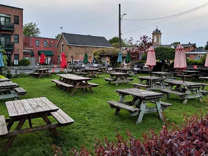 The outdoor seating area offers fresh air dining, perfect for pretending those extra calories will somehow evaporate naturally.