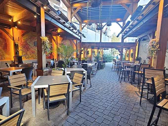 The covered patio extending your outdoor dining season well beyond what Mother Nature originally had in mind.