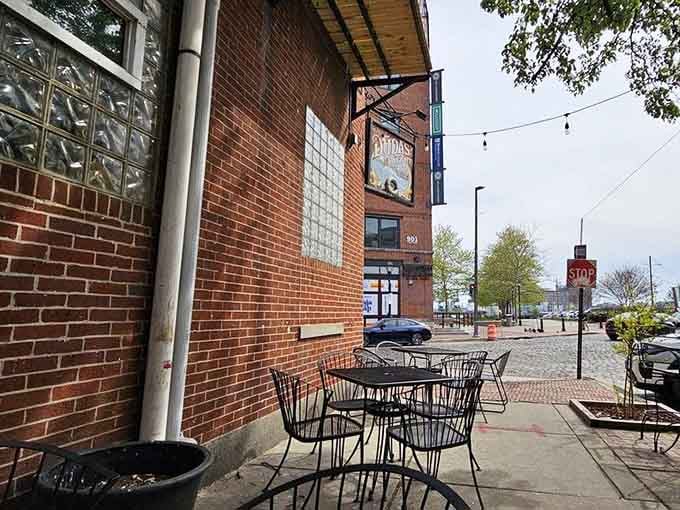 A few outdoor tables where you can enjoy your meal, watch the neighborhood go by, and remember why you love Baltimore.