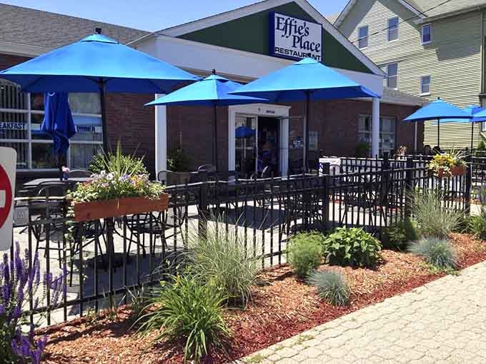 The patio offers al fresco dining where you can enjoy your omelet while pretending you're on vacation instead of reality.