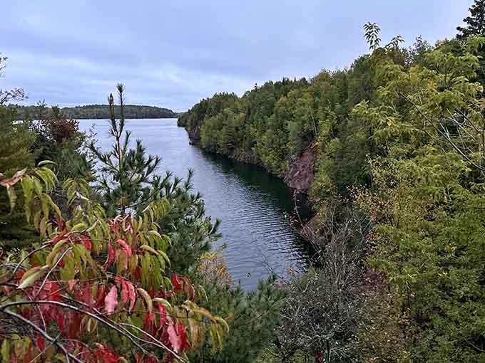 The Trezona Trail beckons hikers into autumn colors that look like nature hired a professional painter.