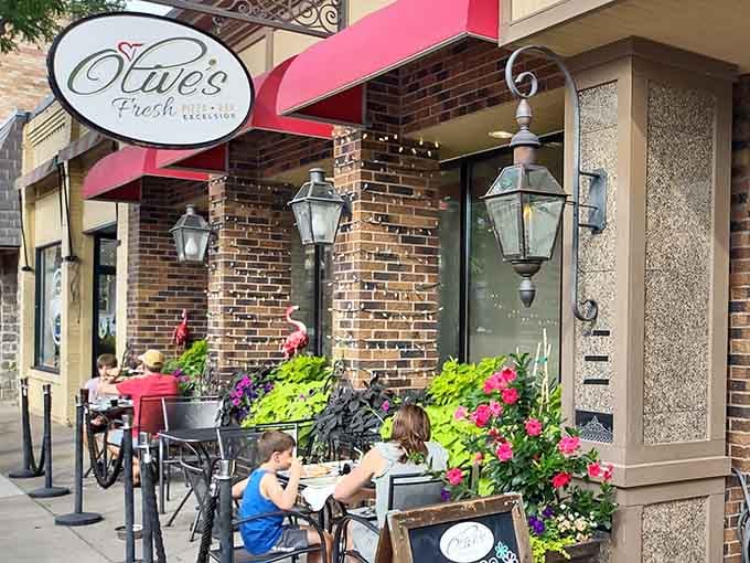 Olive's outdoor seating lets you enjoy fresh pizza while watching the world go by at a perfectly relaxed pace.
