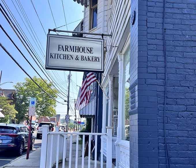 Simple signage on Main Street marks the spot where hungry locals and smart travelers gather for exceptional breakfast.