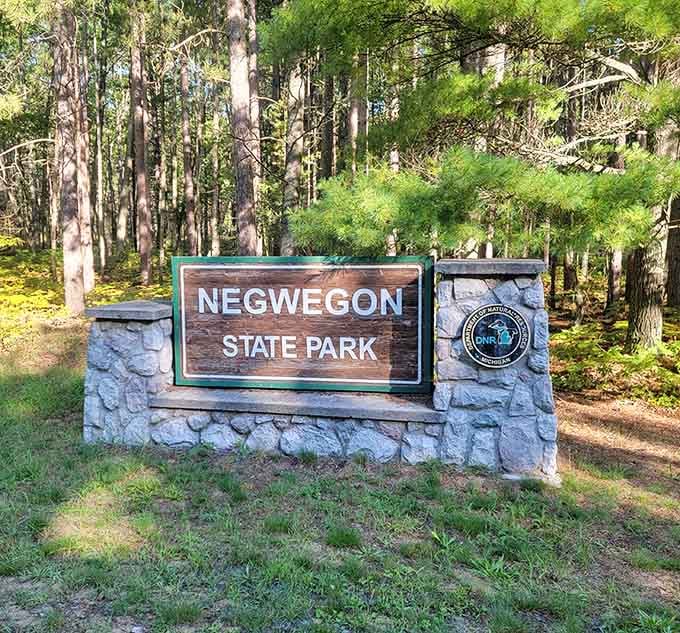 Welcome to Negwegon, where the sign is fancier than the amenities, and that's exactly the point.