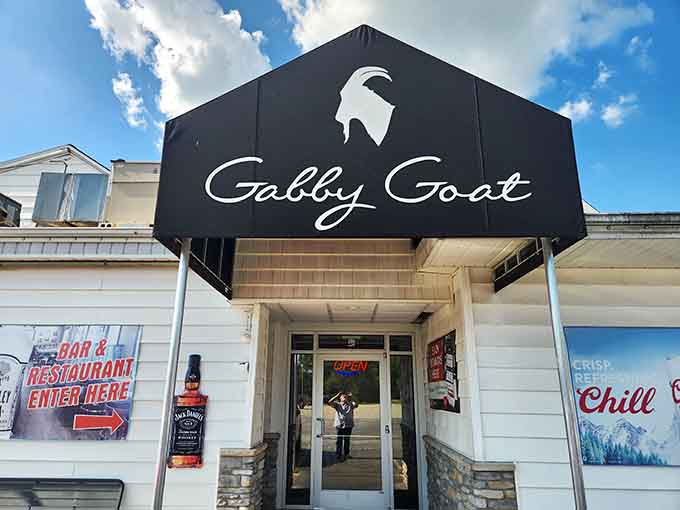 The entrance welcomes you with that iconic goat logo, promising comfort food adventures that deliver every time.