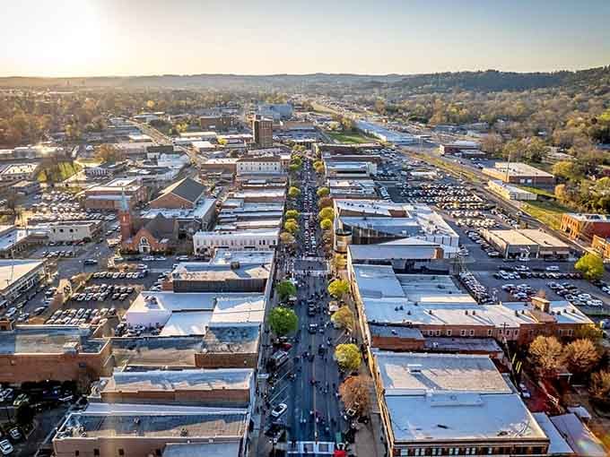 Aerial views reveal a town nestled in greenery where development hasn't completely obliterated every tree in sight, refreshingly enough.