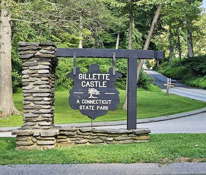 The sign that announces you've arrived somewhere decidedly more interesting than your average state park experience.