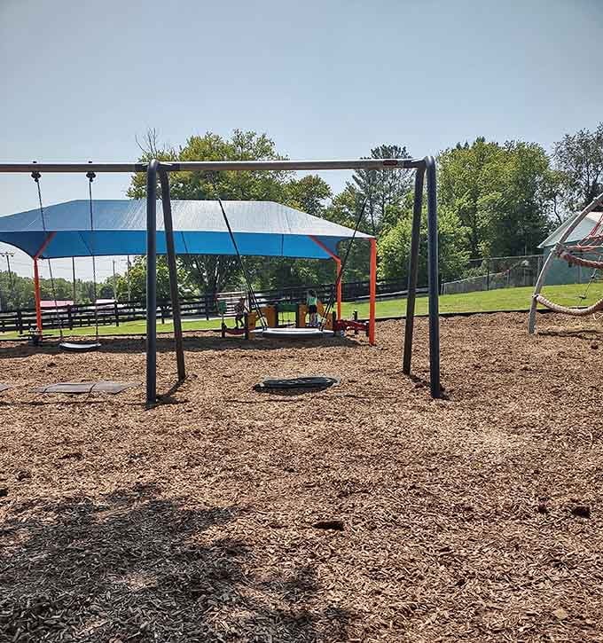 Gorin Park's simple swings and slides remind us that childhood joy doesn't require fancy equipment or expensive admission.