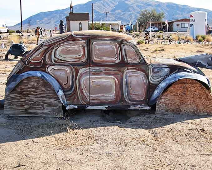 A sculptural car that's been transformed into pure art, proving vehicles can retire with serious creative flair.