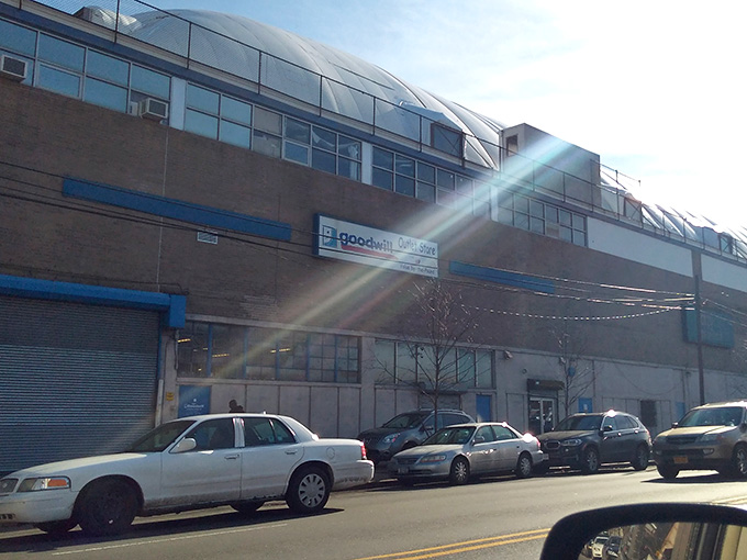 Sunlight hits the building like a beacon guiding thrifters to their promised land of pay by pound paradise.