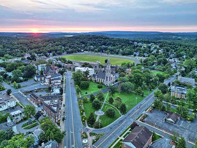 Aerial views reveal Goshen's secret: it's been picture-perfect this whole time, just waiting for you to notice.