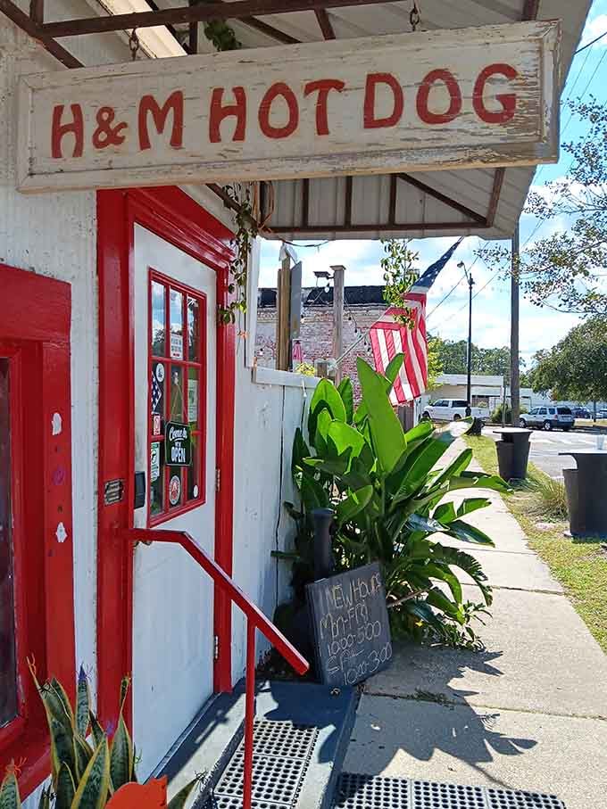 The red door entrance to happiness, where your wallet stays full and your stomach gets fuller.