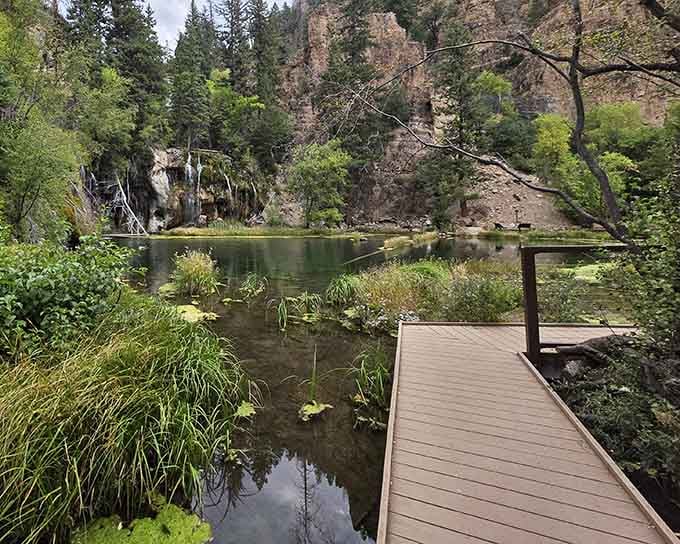 The boardwalk protects fragile travertine formations while giving you front-row seats to natural wonder.