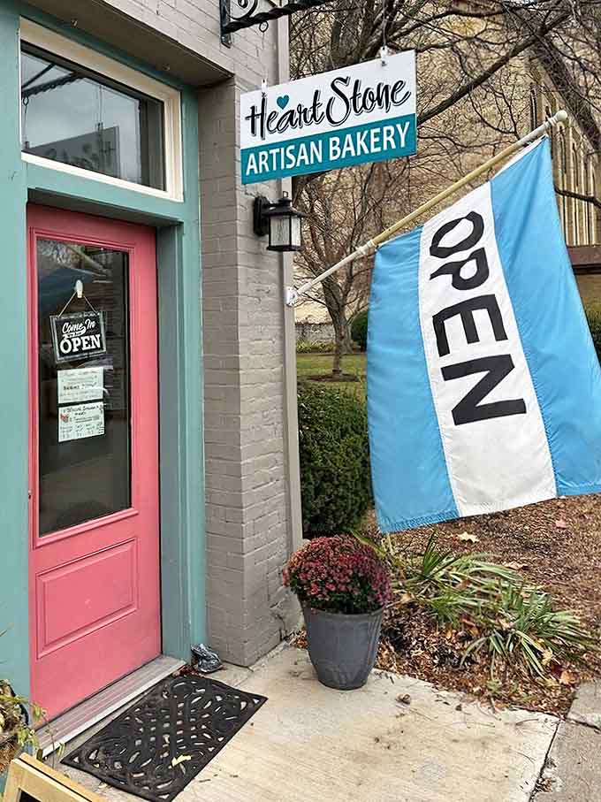 The entrance with its cheerful "OPEN" flag, basically waving you in for the best decision you'll make today.
