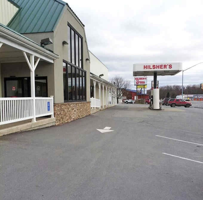 Ample parking and a gas station mean you can fuel yourself and your car simultaneously, maximum efficiency achieved.