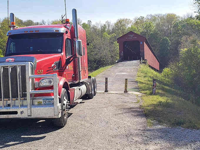 Yes, modern trucks still cross this historic bridge &ndash; proof that old-school engineering really knew its stuff.