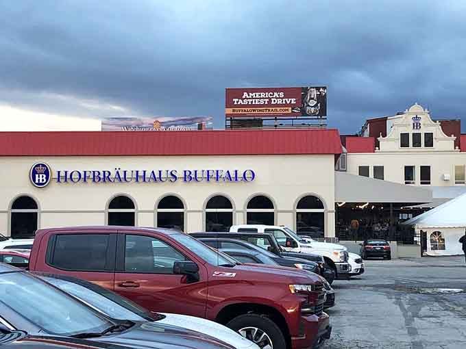 The building sits there like a Bavarian postcard that somehow got mailed to upstate New York.