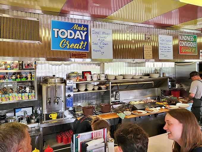 The open kitchen where you can watch skilled cooks turn simple ingredients into morning masterpieces with style.