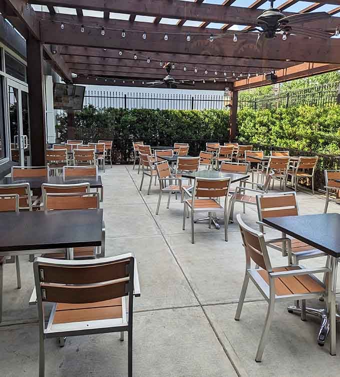 Outdoor seating for when you want your matzo ball soup with a side of fresh air and sunshine.