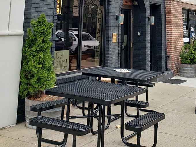 Outdoor seating lets you enjoy your burger al fresco, perfect for those Michigan days when the weather actually cooperates nicely.