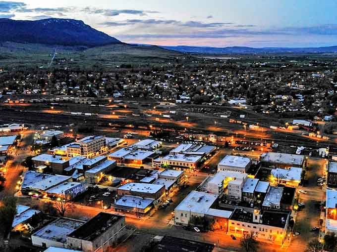 Aerial view of La Grande at dusk, where the lights represent dreams that don't cost six figures to pursue.