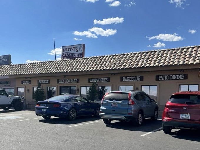 Full parking lot under blue skies tells you everything about this place's reputation among those who know.