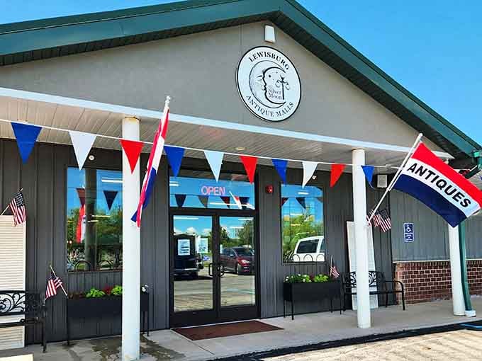 Patriotic bunting and cheerful flags announce treasures within, where yesterday's castoffs become today's cherished finds and memories.