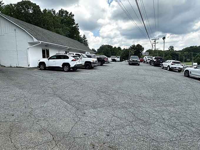 A packed parking lot at a barbecue joint is basically a Michelin star in North Carolina terms.