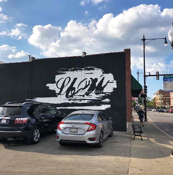 Even the parking area sports Little Bad Wolf's distinctive branding, because attention to detail matters everywhere, even outside.