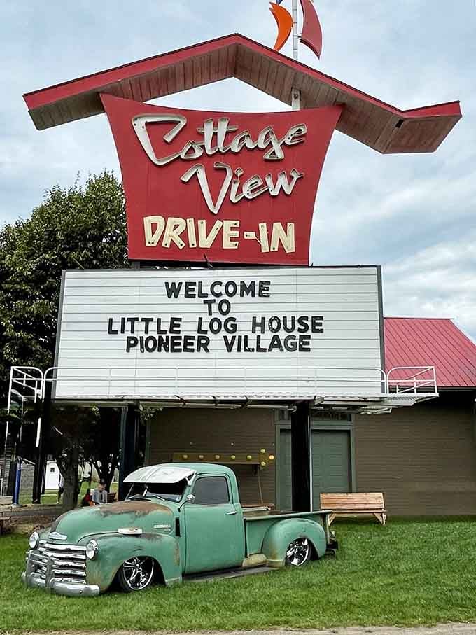 The Cottage View Drive-In sign welcomes you to a place where history meets nostalgia in the most delightful way possible.