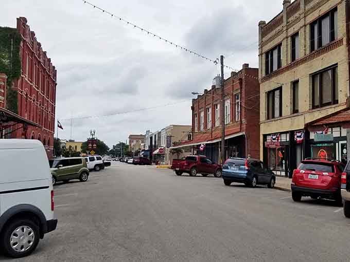 Downtown Lockhart on a typical day, where the streets smell like heaven and parking spots are precious.