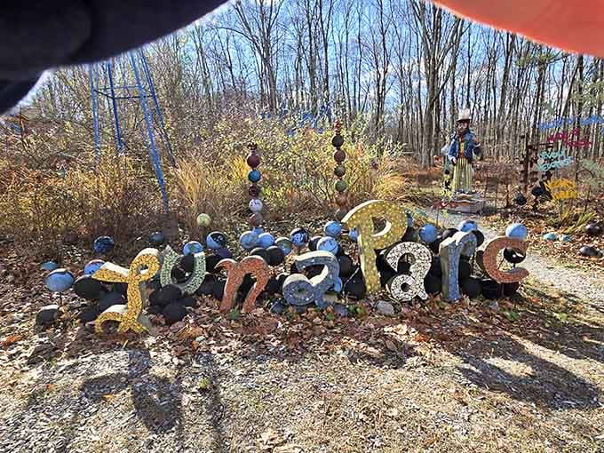 Even the welcome sign is a mosaic masterpiece, setting the tone before you take your first step.